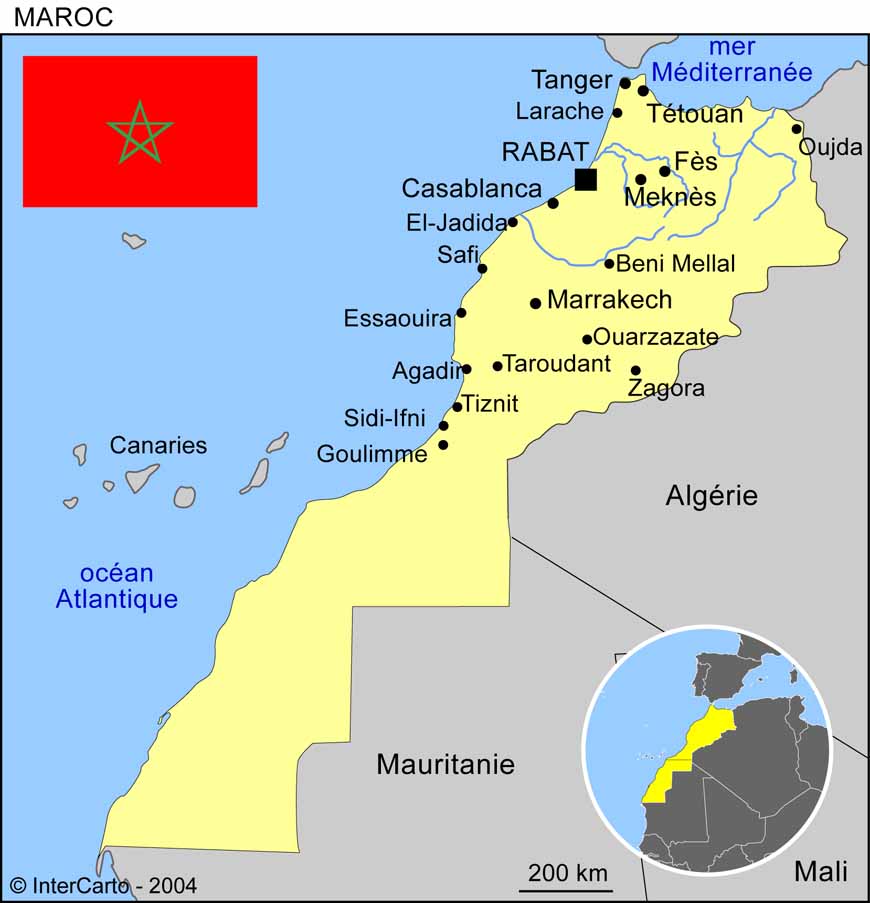 Carte G ographique Et Touristique Du Maroc Rabat G ographie Du Maroc